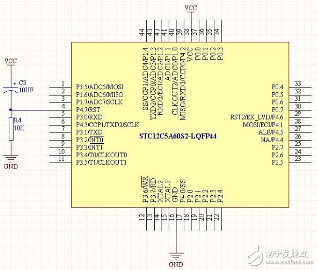 stc12c5a60s2最小系统原理图-电子工程世界
