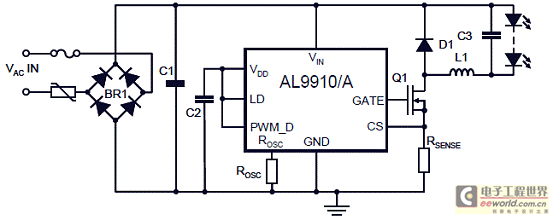 Diodes AL9910通用高压高亮LED驱动方案-电子工程世界
