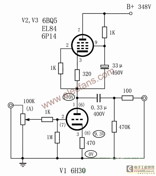 6H30单管胆前级的制作-电子工程世界